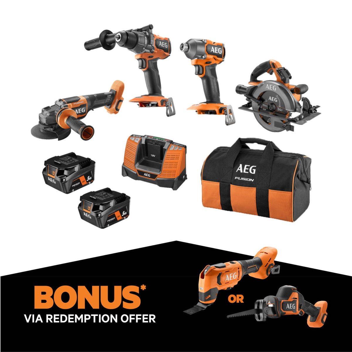 AEG 18V FUSION 4-Piece 5.0Ah FORCE Kit - Bunnings New Zealand
