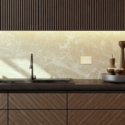 Deta S-Line Single Brushed Gold Finish Powerpoint Cover Plate ...
