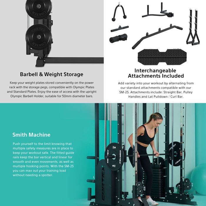 CORTEX SM25 Multi Gym (Dual Stack Functional Trainer, Smith Machine ...