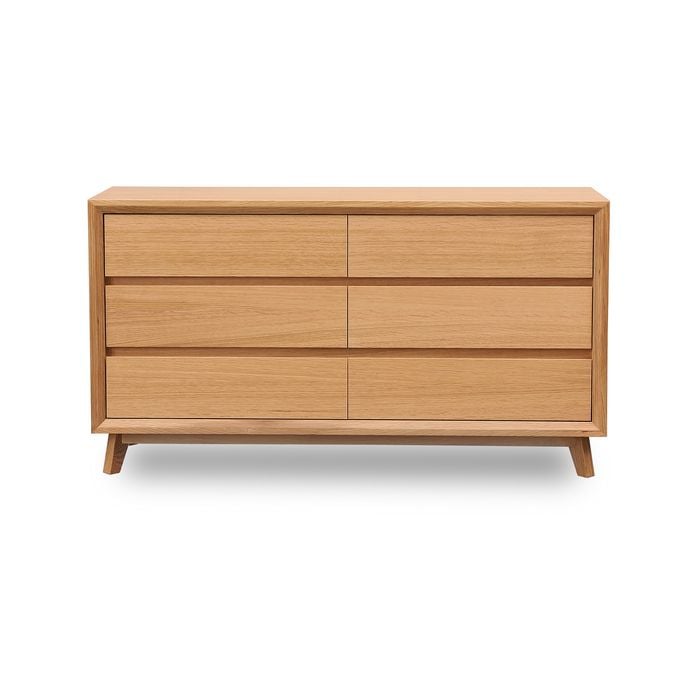 Courtney White Oak 6 Drawer Dressing Table - Bunnings Australia