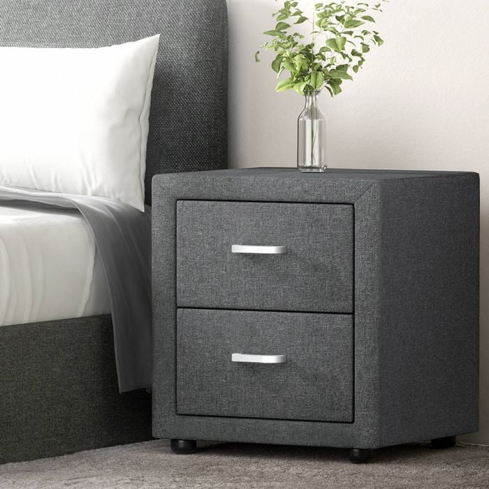 Artiss Grey Fabric Storage Bedside Table Bunnings Australia