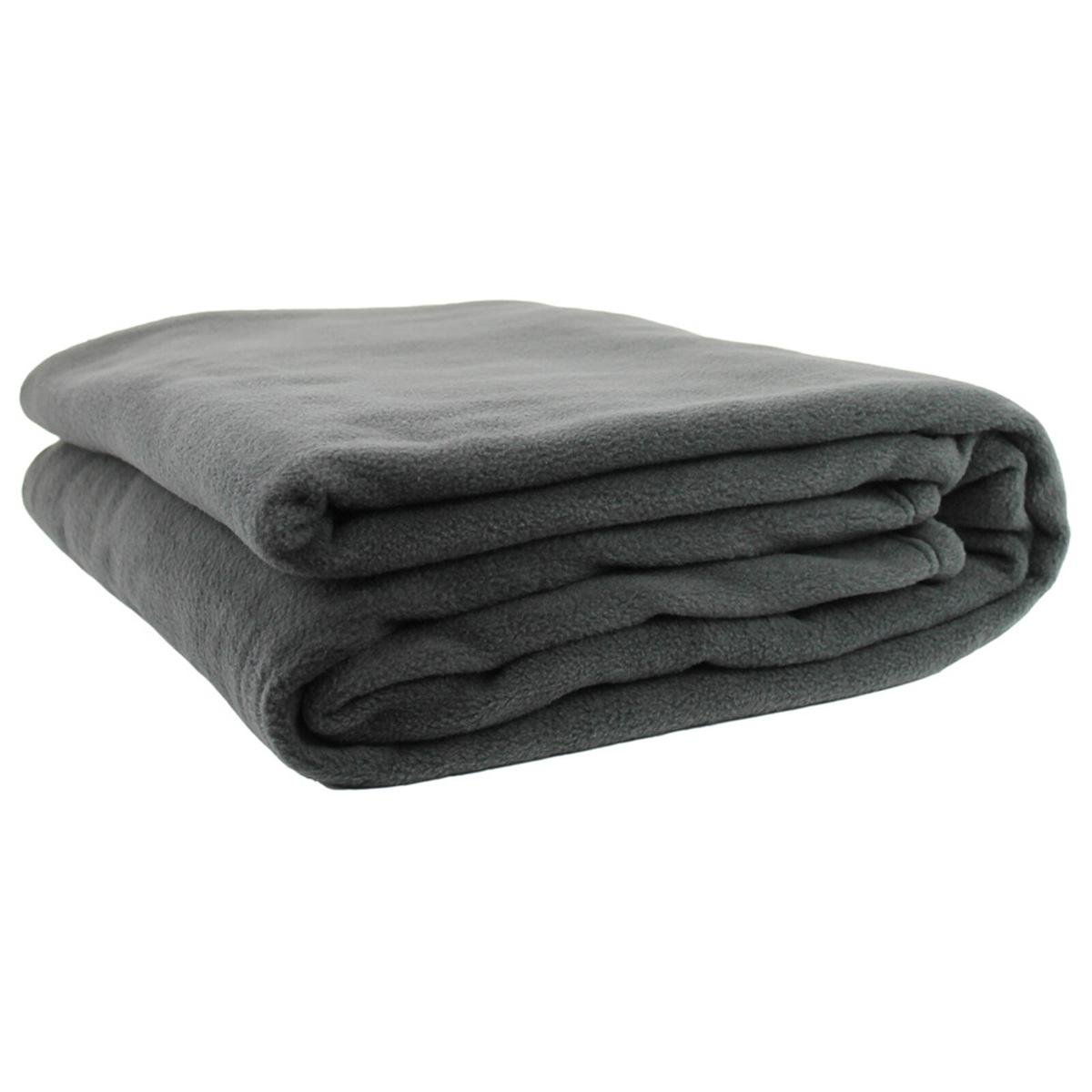 Jason Commercial Double Bed Polar Fleece Blanket 225x245cm Charcoal ...