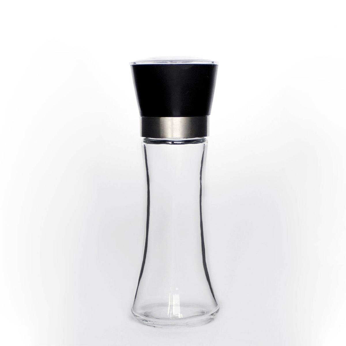 1x 180ml Glass Salt or Pepper Grinder 18cm - Adjustable Ceramic Core ...