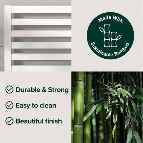 Zinus Kai Bamboo and Metal Bed Frame White Bed Base - Double - Bunnings Australia