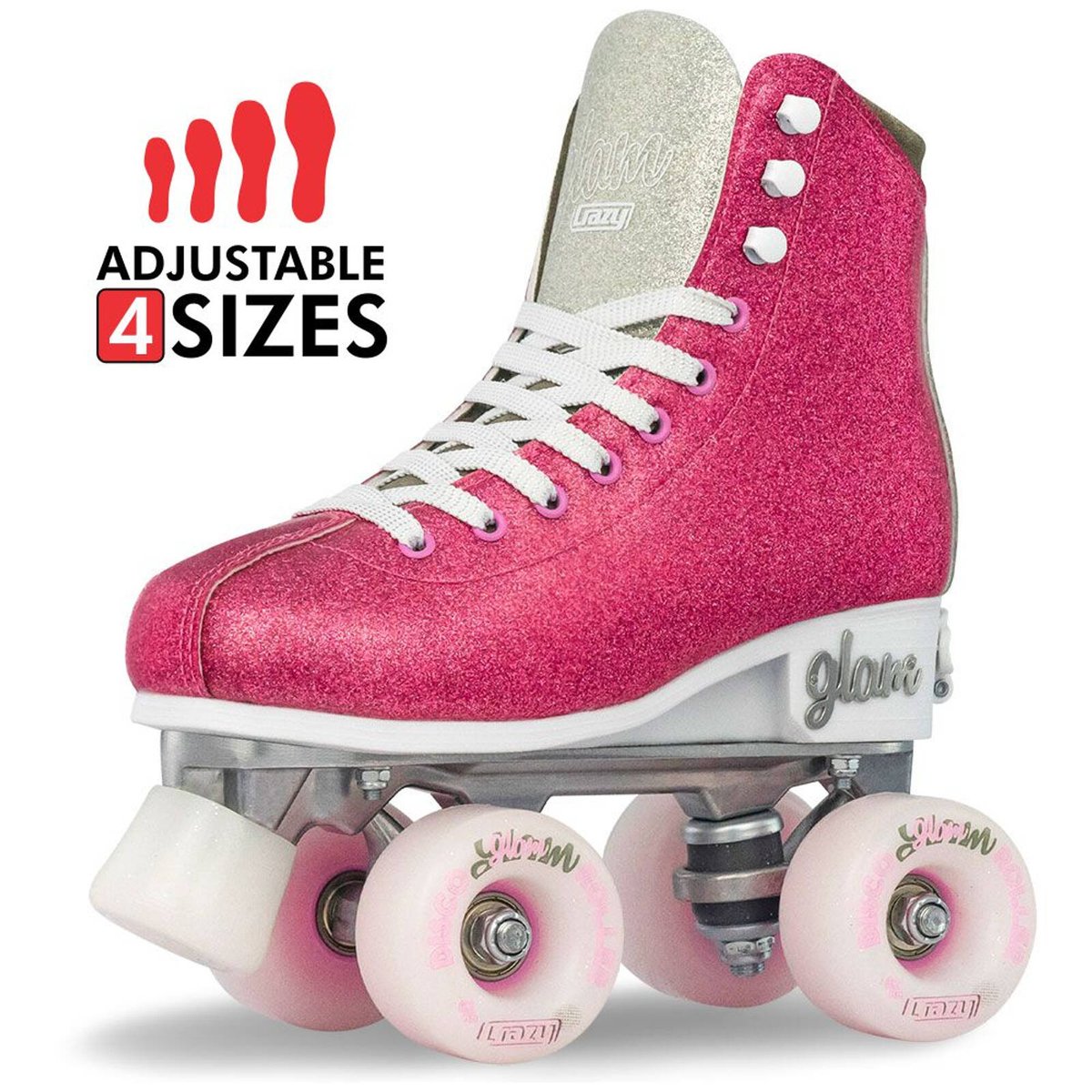 Crazy Skates GLAM Size Adjustable Roller Skates - Pink Glitter ...