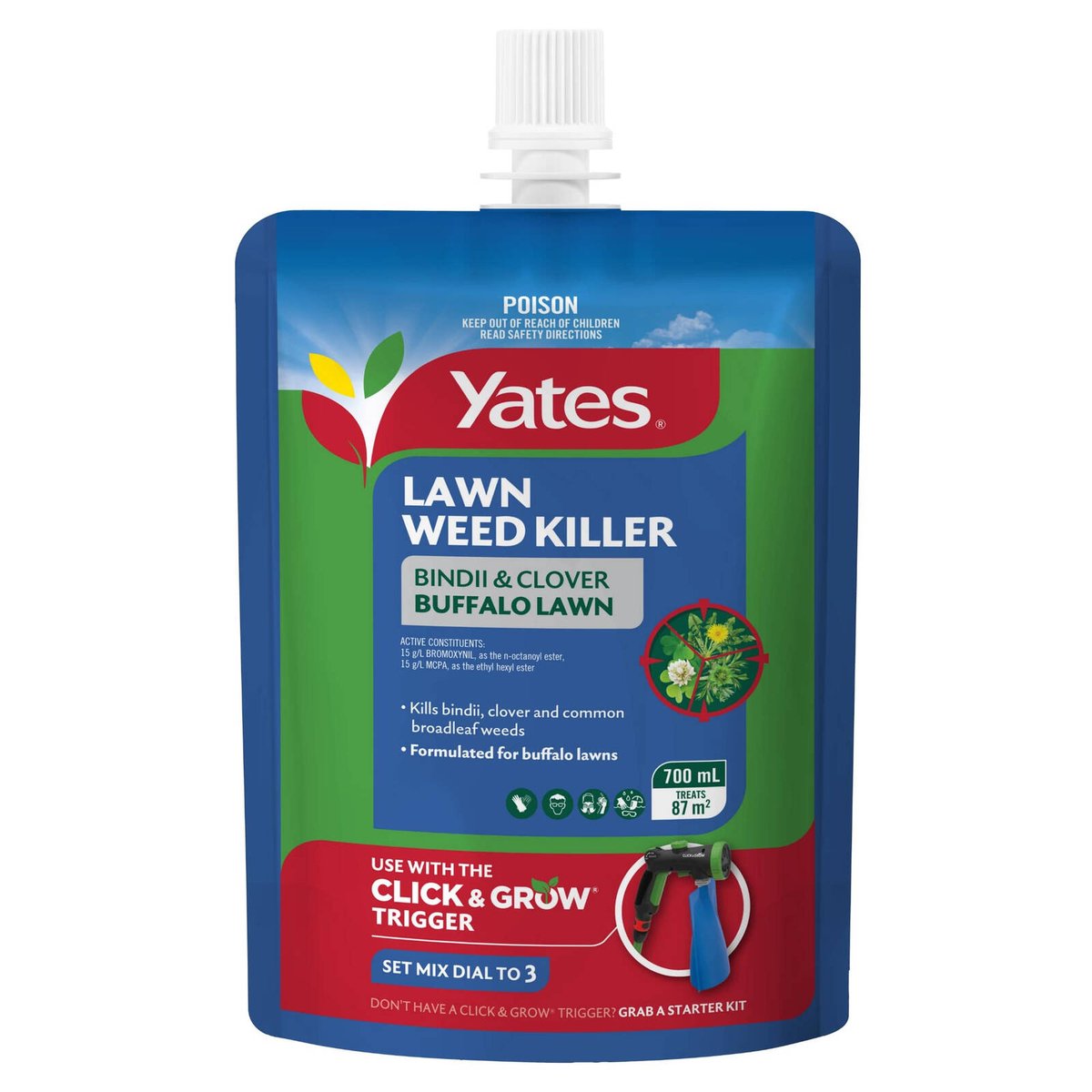 Yates 700ml Click And Grow Bindii And Clover Buffalo Lawn Weed Killer ...