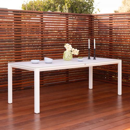 Mimosa 2200 x 900mm Aluminium White Cordoba Dining Table - Bunnings New ...