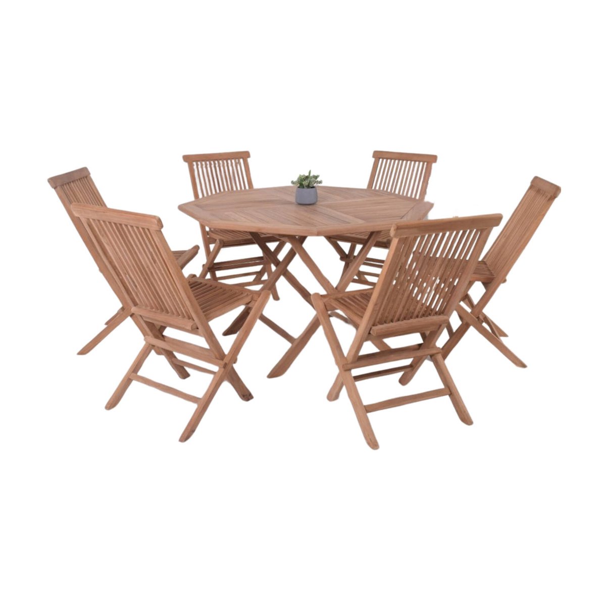 Bali 7pc 120cm Round Outdoor Teak Timber Dining Table Chair Set ...