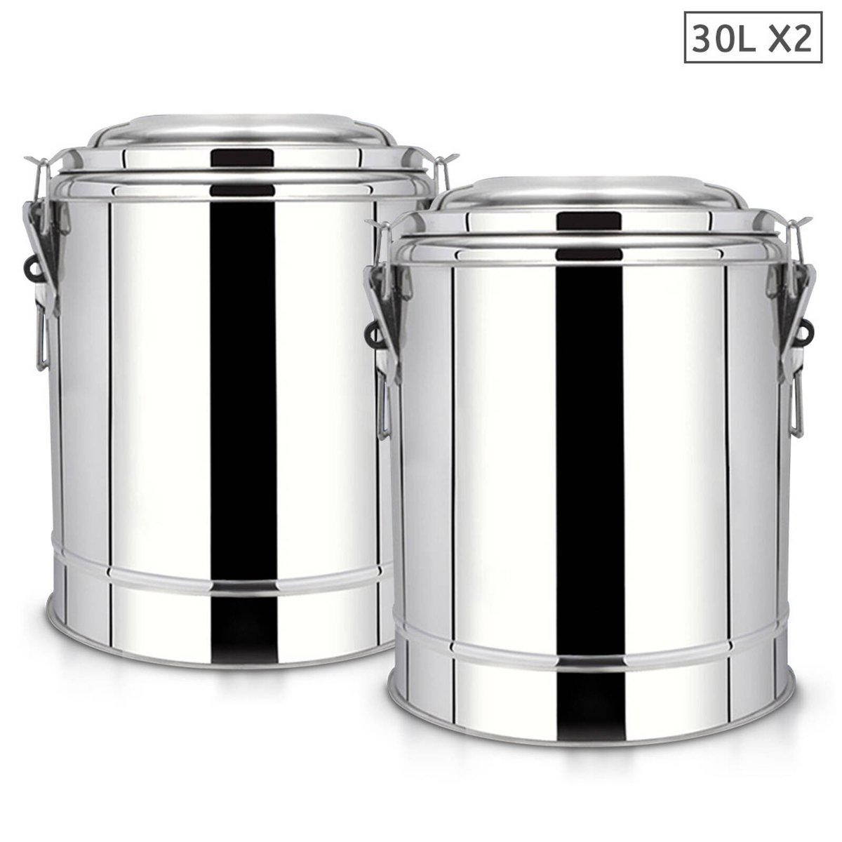 SOGA 2X 30L Stainless Steel Insulated Stock Pots - Bunnings Australia