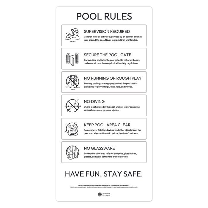 Pool Signs Australia Pool Rules Sign - Ice White - Bunnings Australia