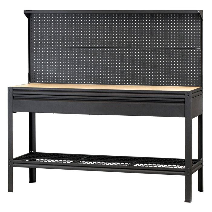 Pinnacle 1550 x 1400 x 540mm Black Workbench with Peg Board - Bunnings ...