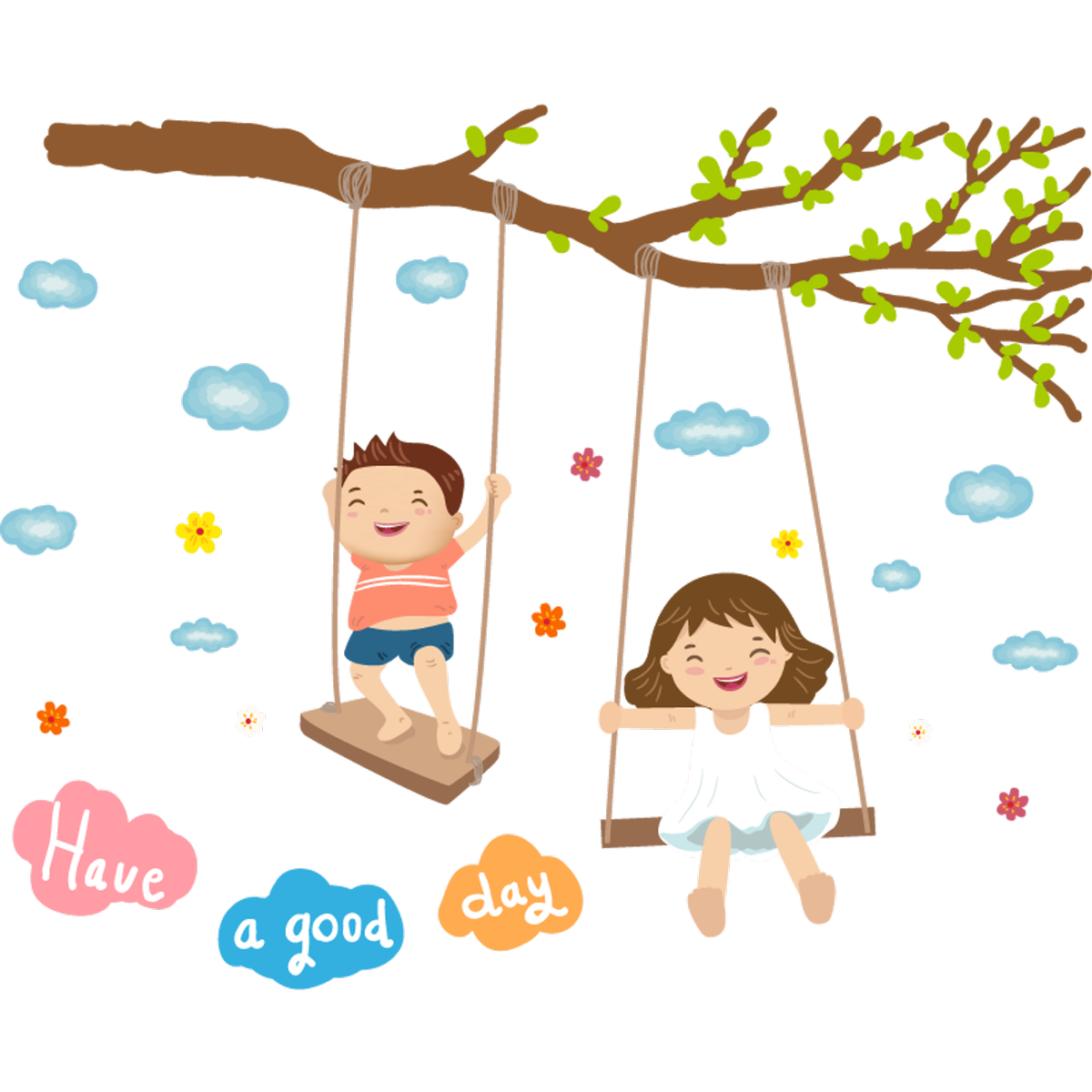 Allwallstickers Large Multicolour Kids Swinging Wall Decal - Bunnings ...