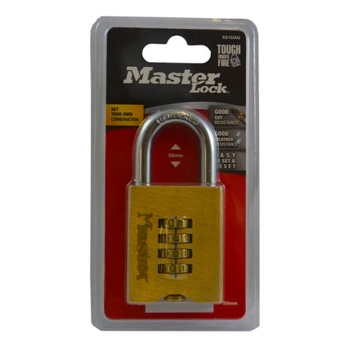 Master Lock 50mm Brass Resettable Combination Padlock - Bunnings Australia