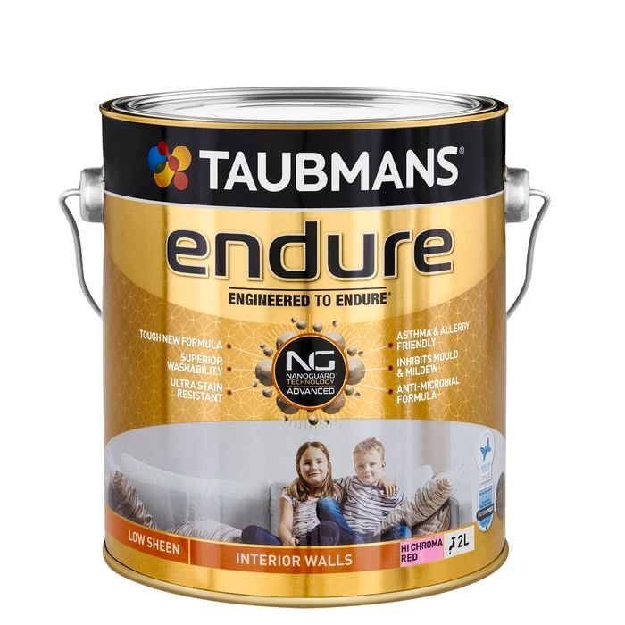Taubmans Endure 2L Hi-C Red Low Sheen Interior Wall Paint - Red ...