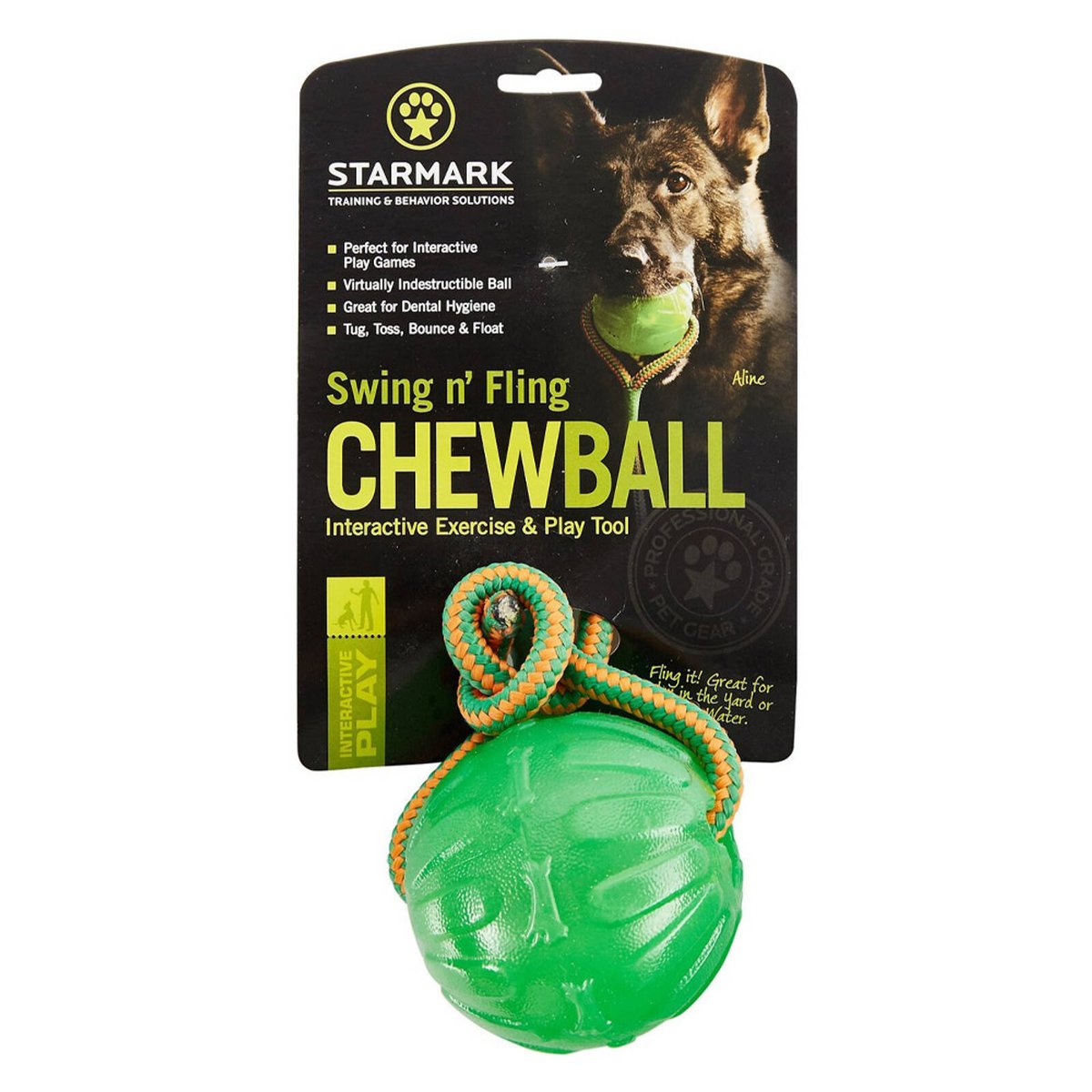 Starmark Swing 'N Fling Chew Ball Dog Toy - Medium To Large 1 Pack ...