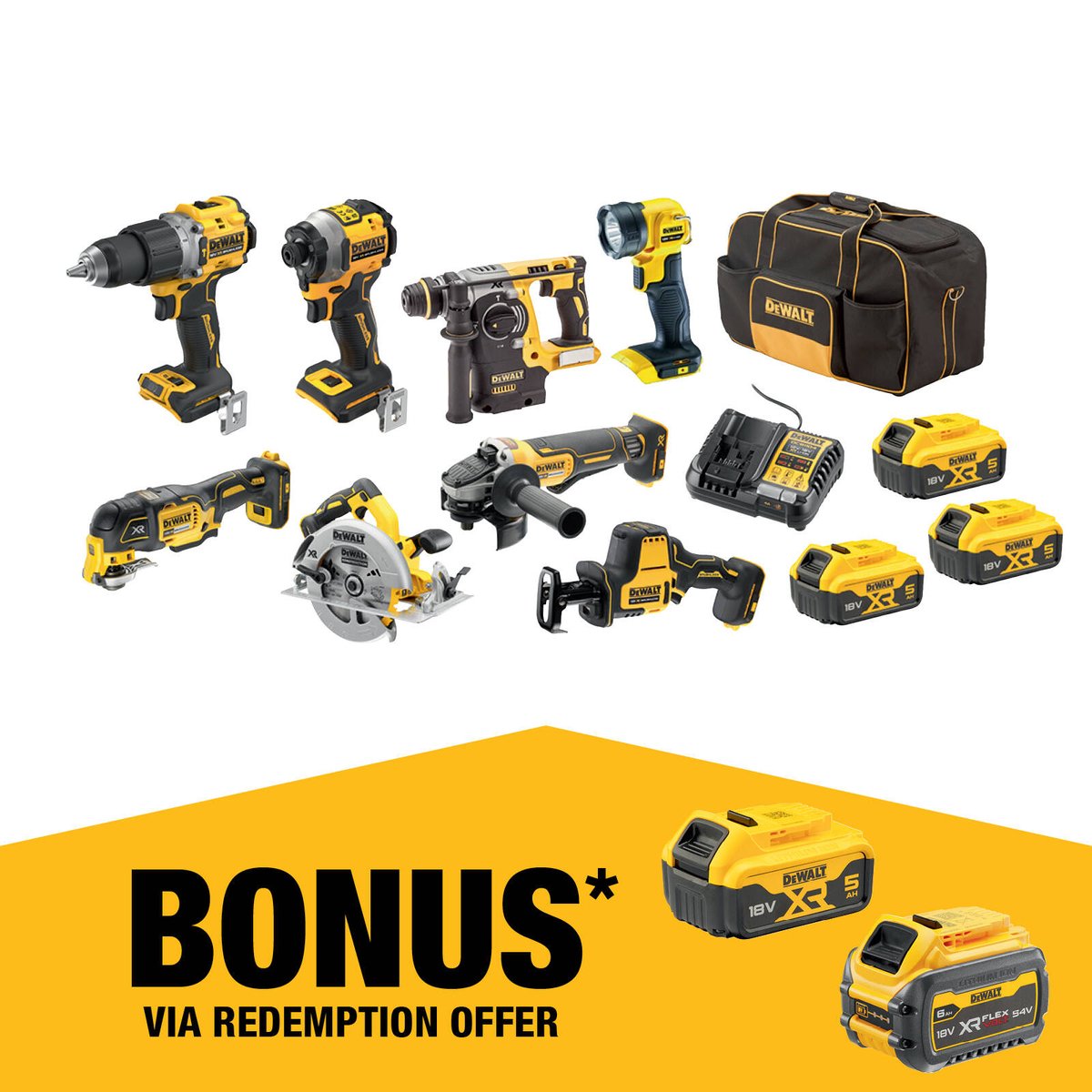 DeWALT 18V XR 5.0Ah 8 Piece Combo Kit DCZ801P3-XE - Bunnings New Zealand