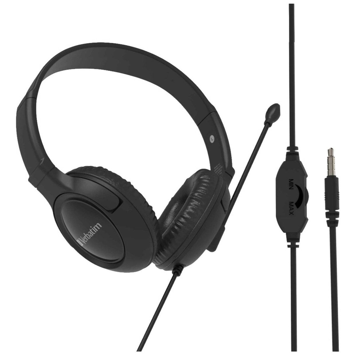 VERBATIM Multimedia Wired Overear Headset W/ Noise Cancelling Boom Mic ...