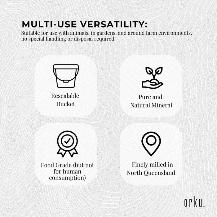 Orku 3Kg Fossil Shell Flour Tub - Livestock Garden Diatomaceous Earth ...