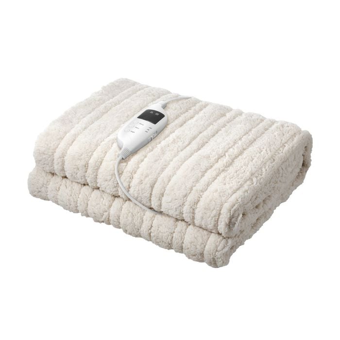 Bedra Heated Electric Blanket Throw Rug Washable Beige - Bunnings Australia