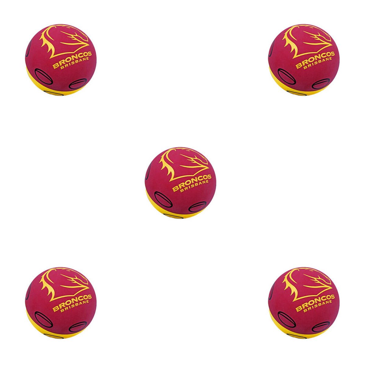 5PK NRL Brisbane Broncos NRL Super-High Bounce Ball 60mm - Red ...