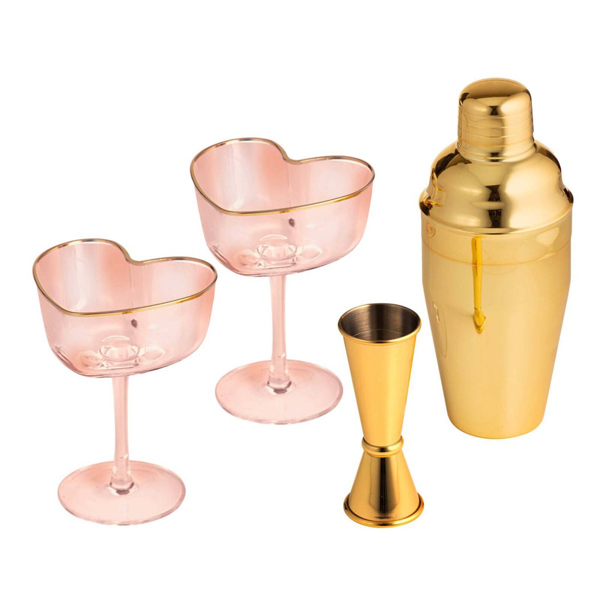 4pc Tempa Amour Cocktail Cup/Jigger/Shaker Set - Pink/Gold - Bunnings ...