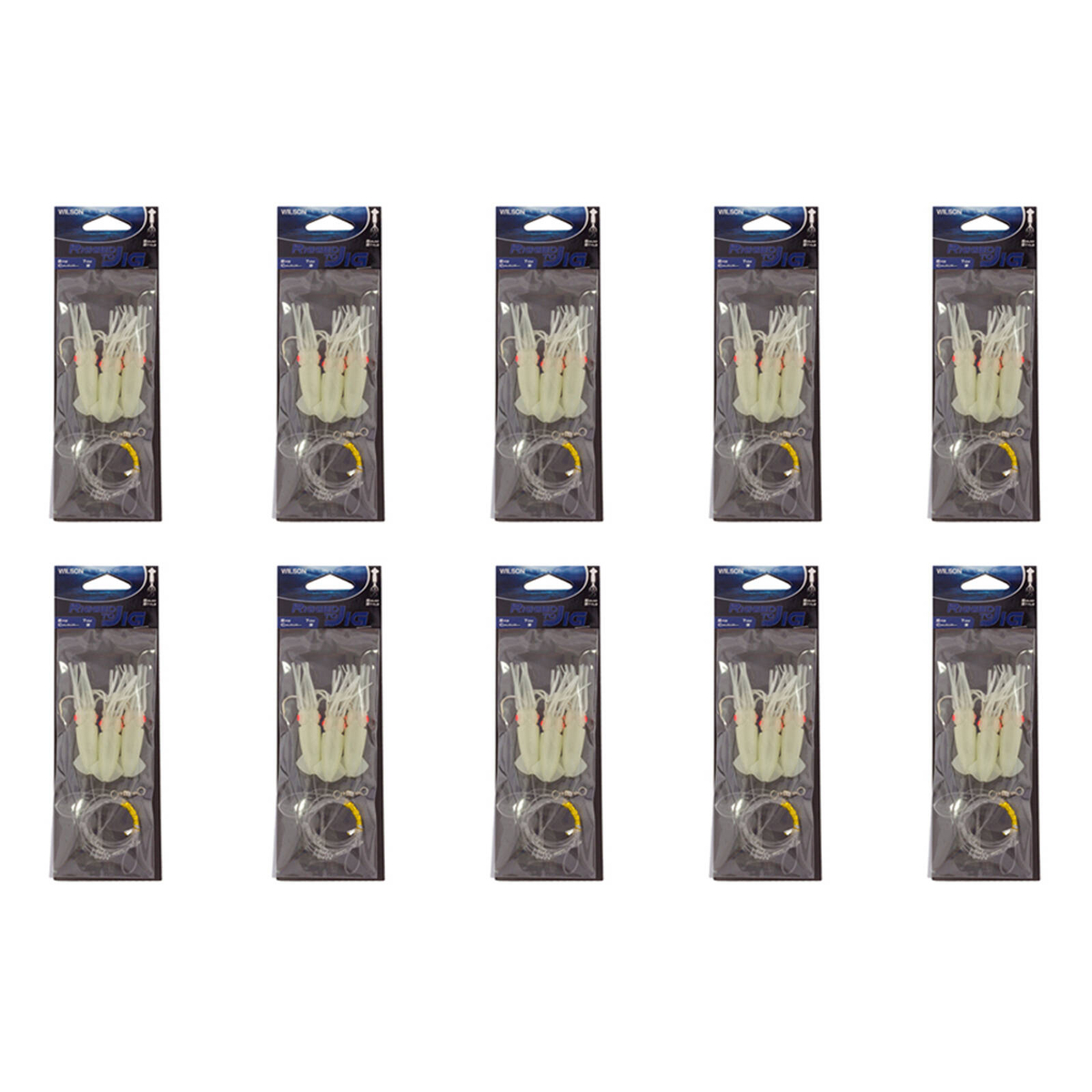 10x Wilson Rigged to Jig Rig 3 Hook Squid Style Jig Fully UV Active ...