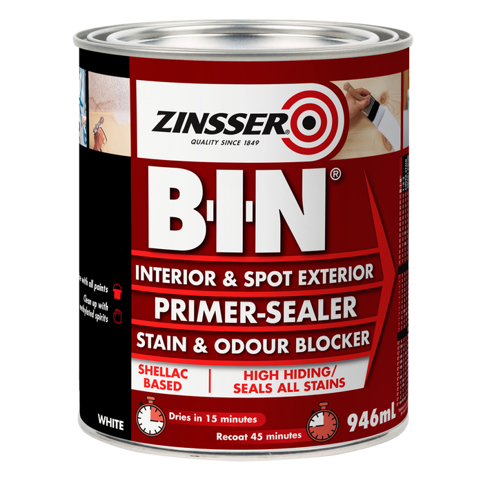 Zinsser 946ml White B-I-N Primer Sealer Stain Blocker - Bunnings Australia