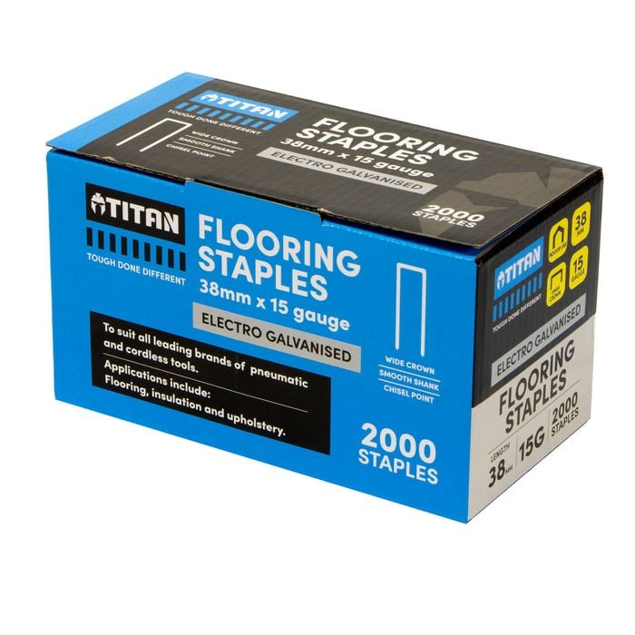 Titan 15G x 38mm Electro Galvanised Collated Flooring Staples - Pack of ...