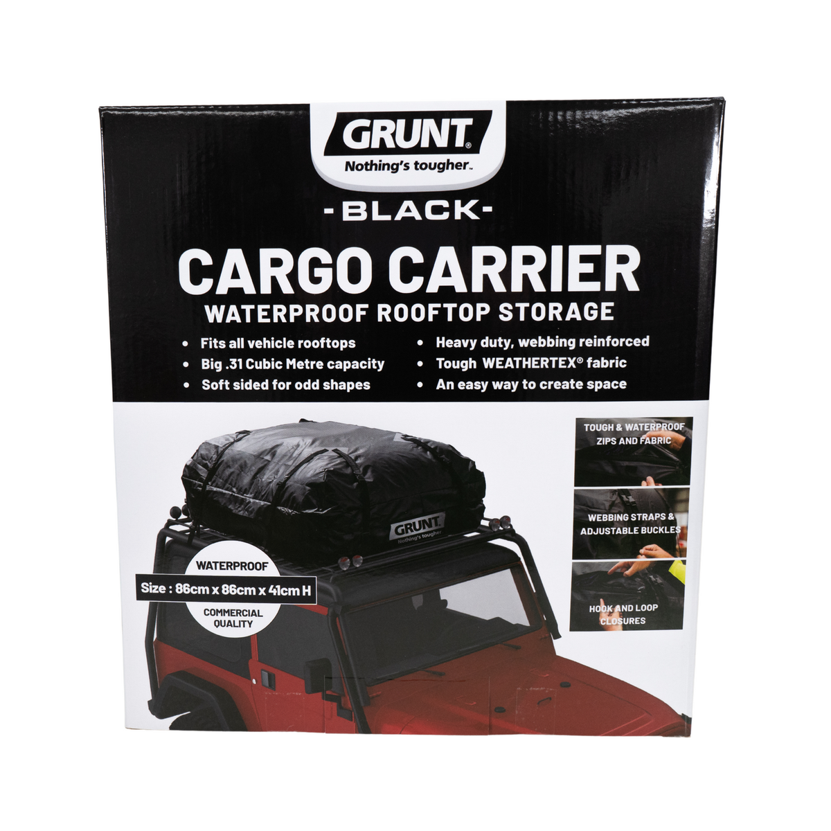 GRUNT Roof Cargo Bag 86cm X 41cm Black - Bunnings Australia