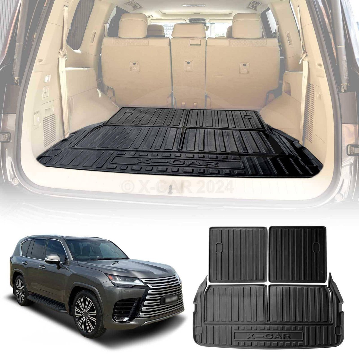 3-Pcs Boot Liner for Lexus LX Series LX500d LX600 2021-Onwards Heavy ...