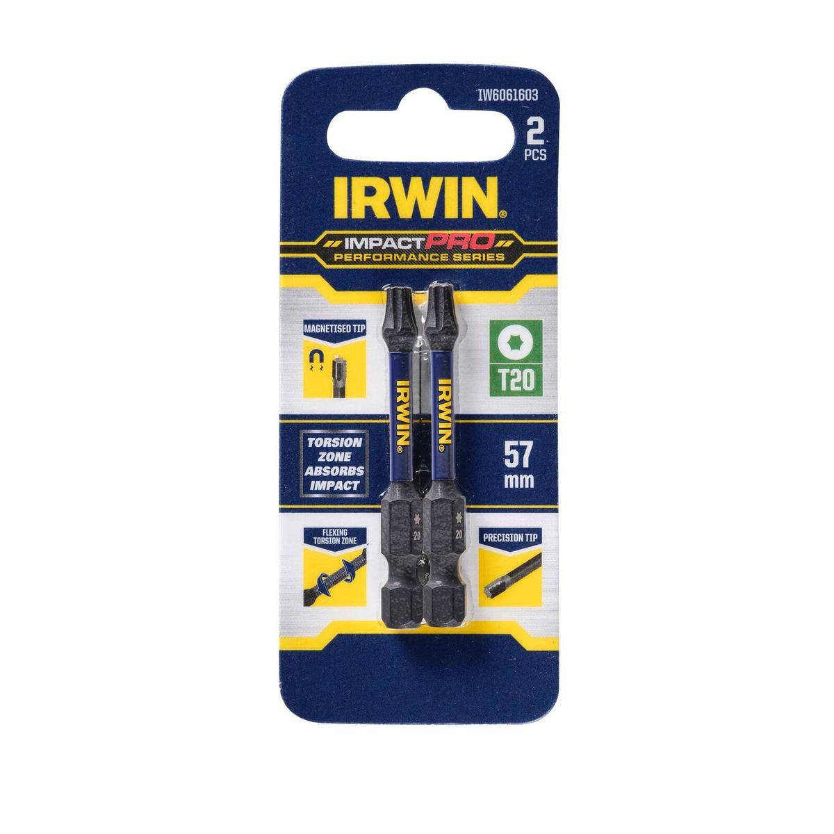 Irwin Impact Pro Performance 57mm T20 - 2 Pack - Bunnings New Zealand