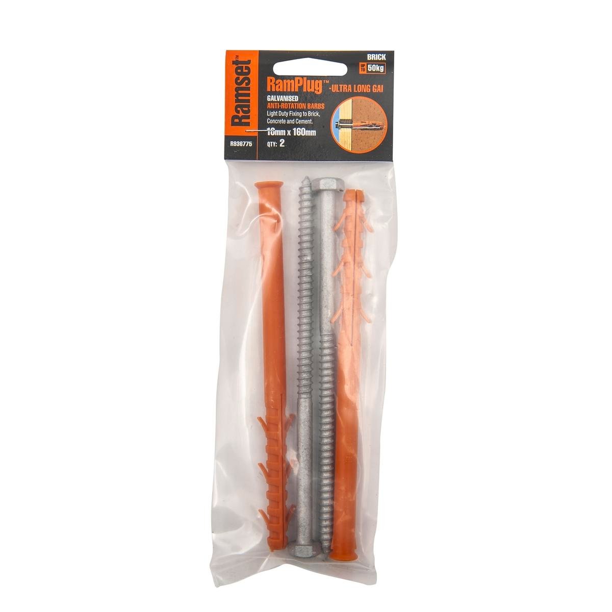 Ramset 10 x 160mm Ultra-Long Galvanised Anchor RamPlug - 2 Pack ...