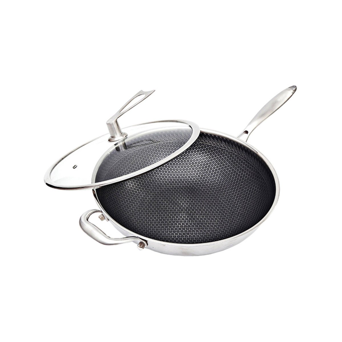 SOGA Stainless Steel Tri-Ply Fry Pan 34cm – Textured Non Stick Skillet ...