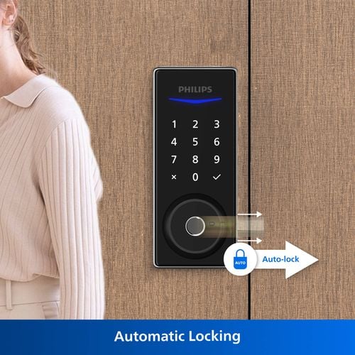 Philips Nickel EasyKey Fingerprint Deadbolt Door Lock With Mechanical ...