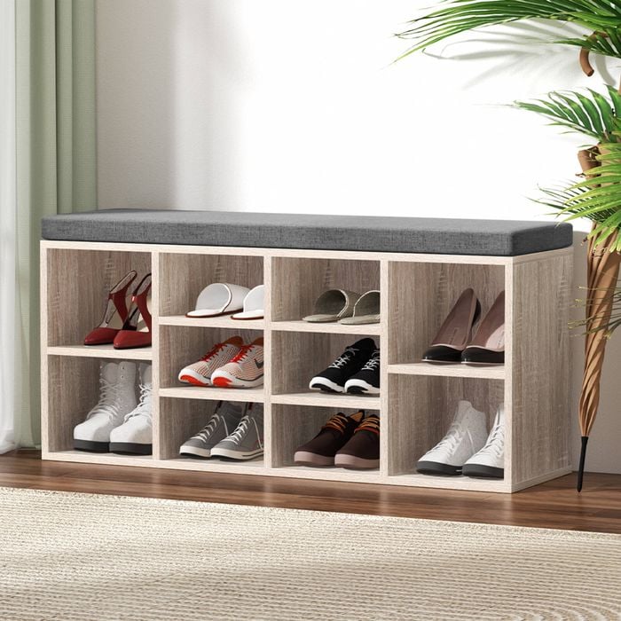 10 Cubes Storage Shoe Rack Cabinet Pine Artiss Bunnings Australia