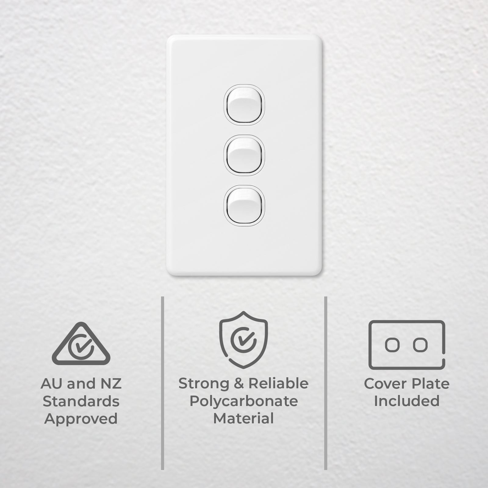 Hpm White 3 Gang Wall Switch Bunnings Warehouse HPM Electrical Systems