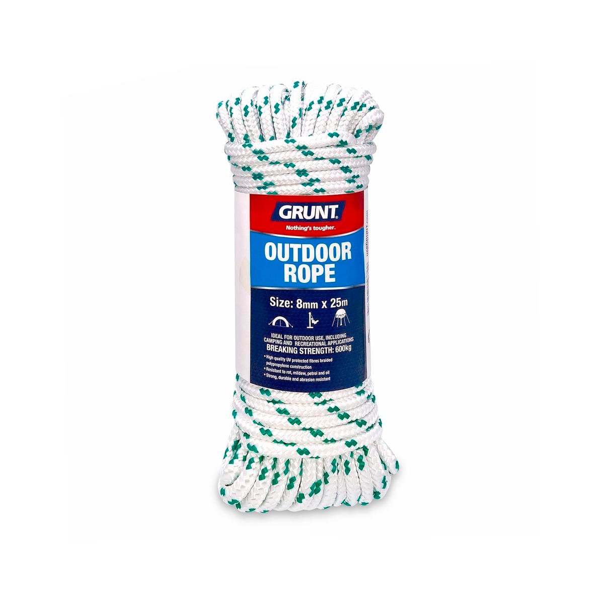 Grunt 8mm x 25m White And Green Outdoor Rope - Bunnings Australia
