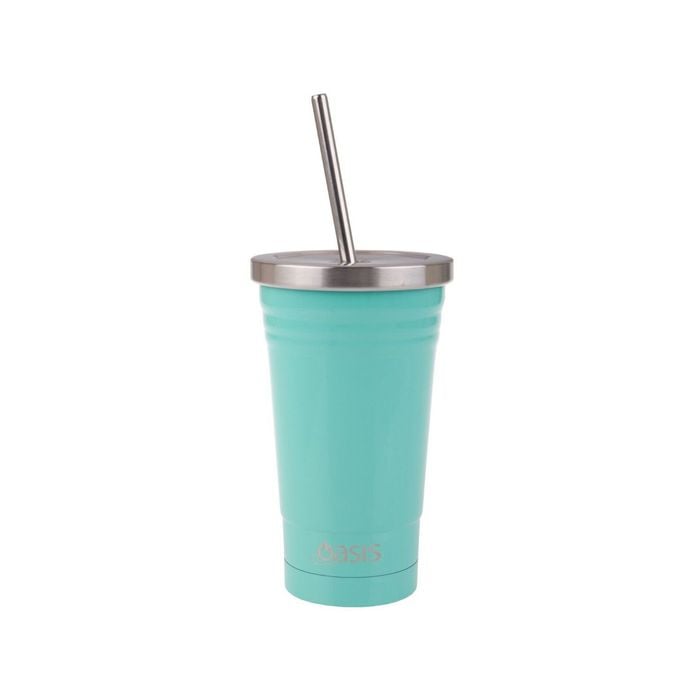 Oasis 500ml Stainless Steel Smoothie Tumbler with Straw Spearmint - Bunnings Australia