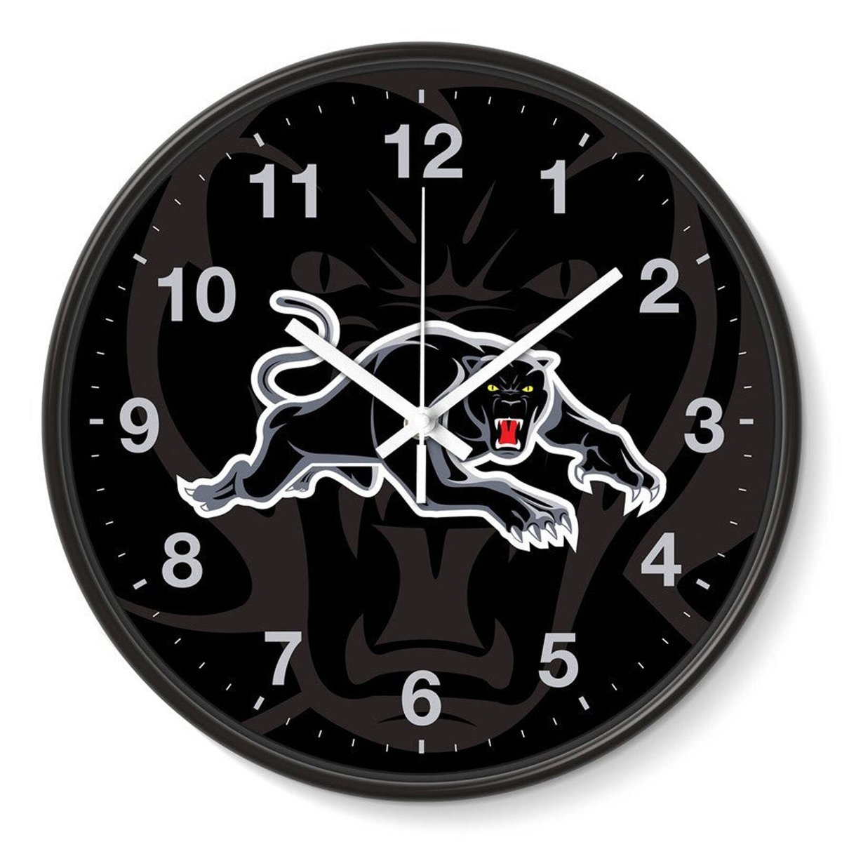NRL Wall Clock - Penrith Panthers - Plastic - 30cm Diameter - Team Logo ...