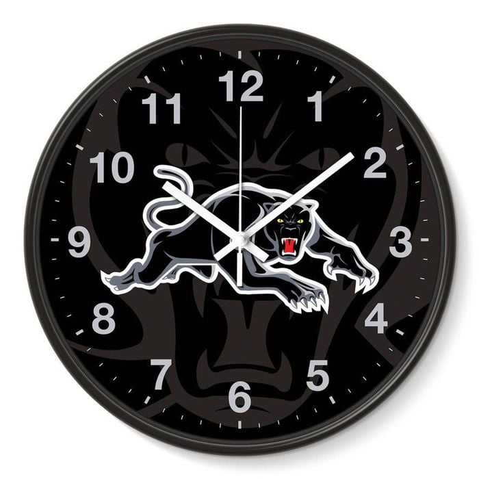 NRL Wall Clock - Penrith Panthers - Plastic - 30cm Diameter - Team Logo ...