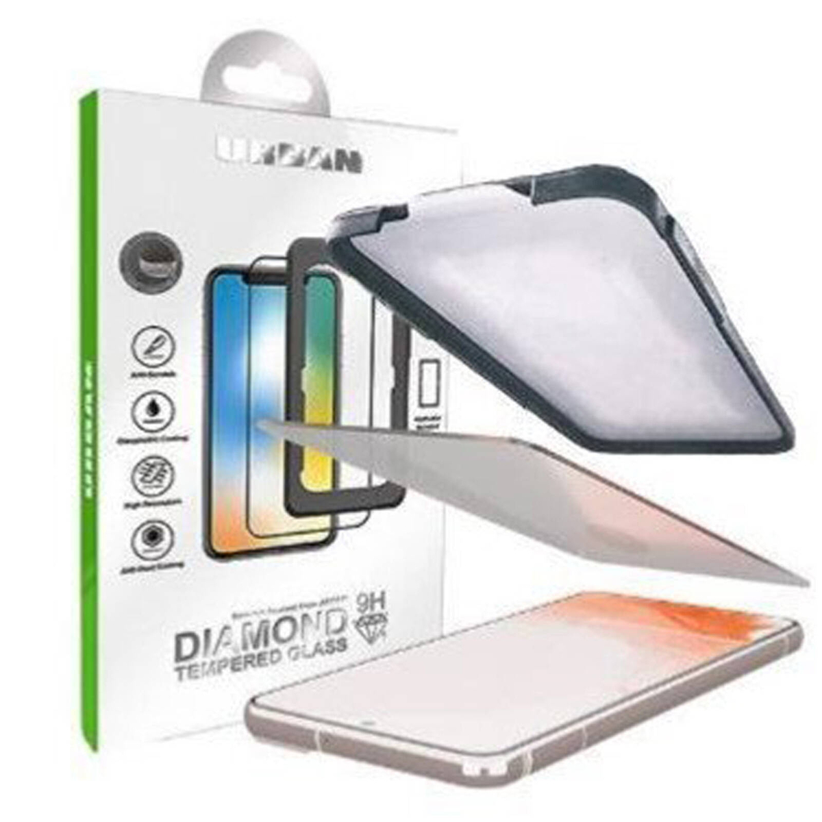 Urban Diamond Screen Protector Glass For Apple iPhone 15 Pro Max Black ...