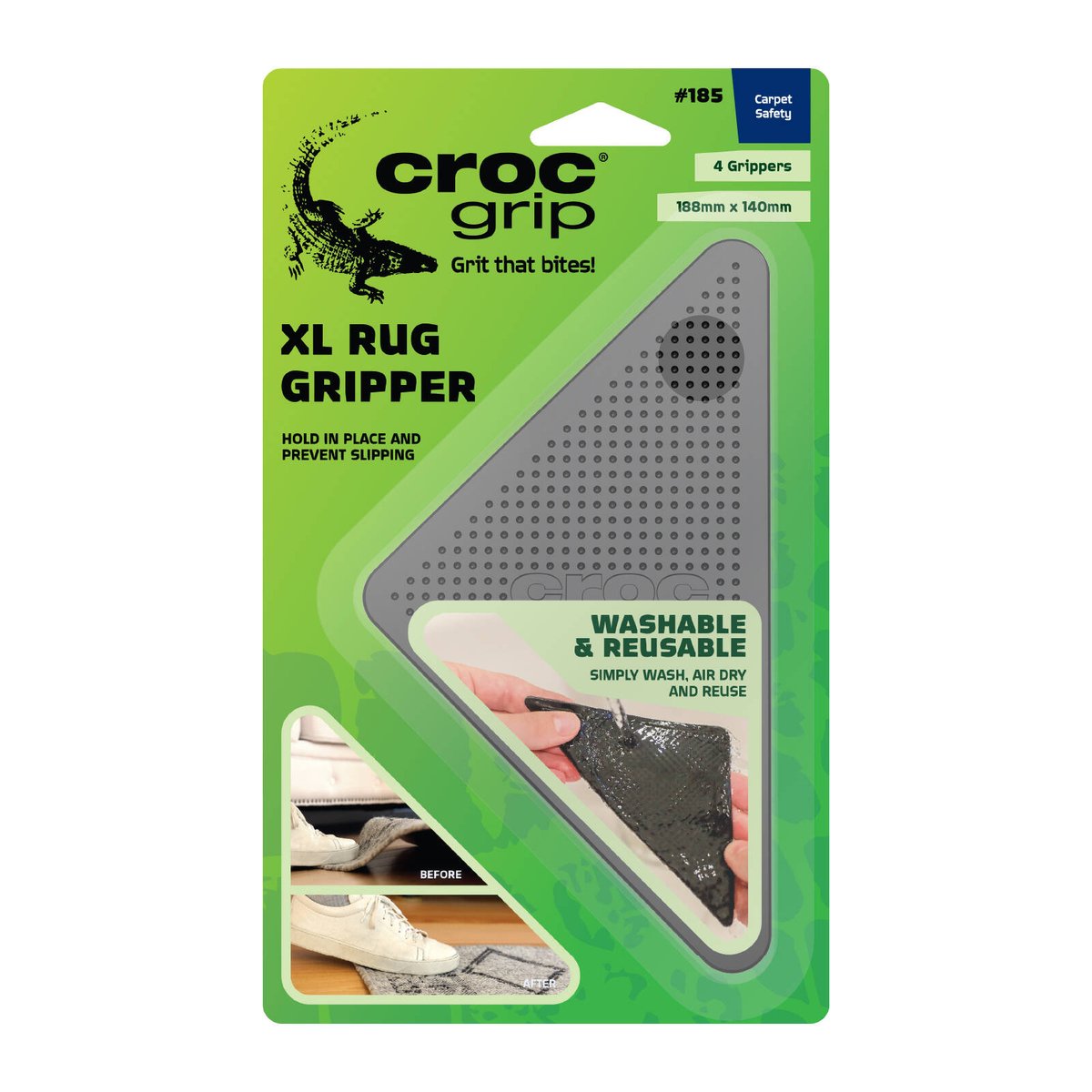 Croc Grip Extra Large Adhesive Rug And Mat Grippers - 4 Pack - Bunnings ...