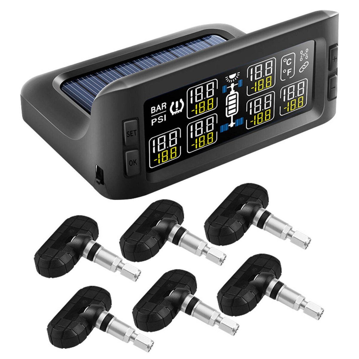 Elinz Solar Powered Tyre Pressure Monitoring System Trailer Caravan ...