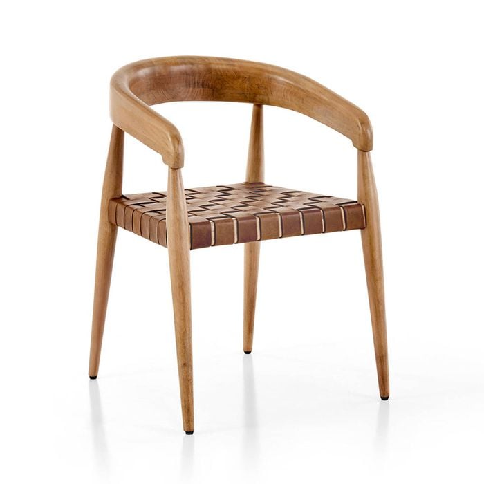 Glenorie Indoor Timber Dining Chair with Leather Woven Seat Golden ...