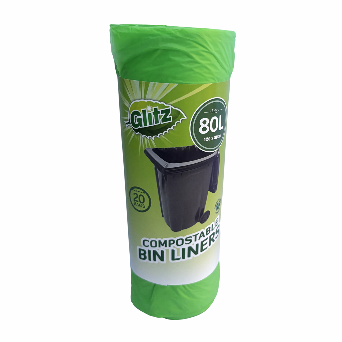 Glitz 80L 20 x 80cm Compostable Wheelie Bin Liner - 20 Pack - Bunnings ...