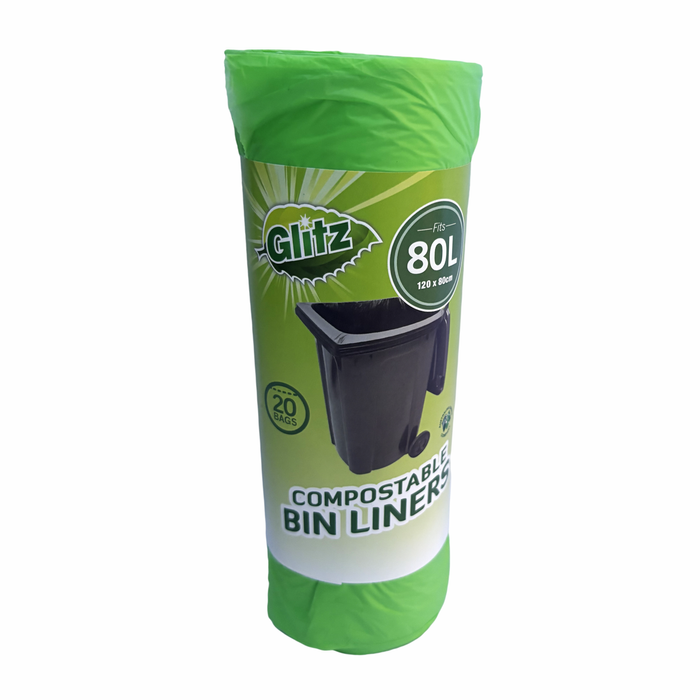 Glitz 80L 20 x 80cm Compostable Wheelie Bin Liner - 20 Pack - Bunnings Australia