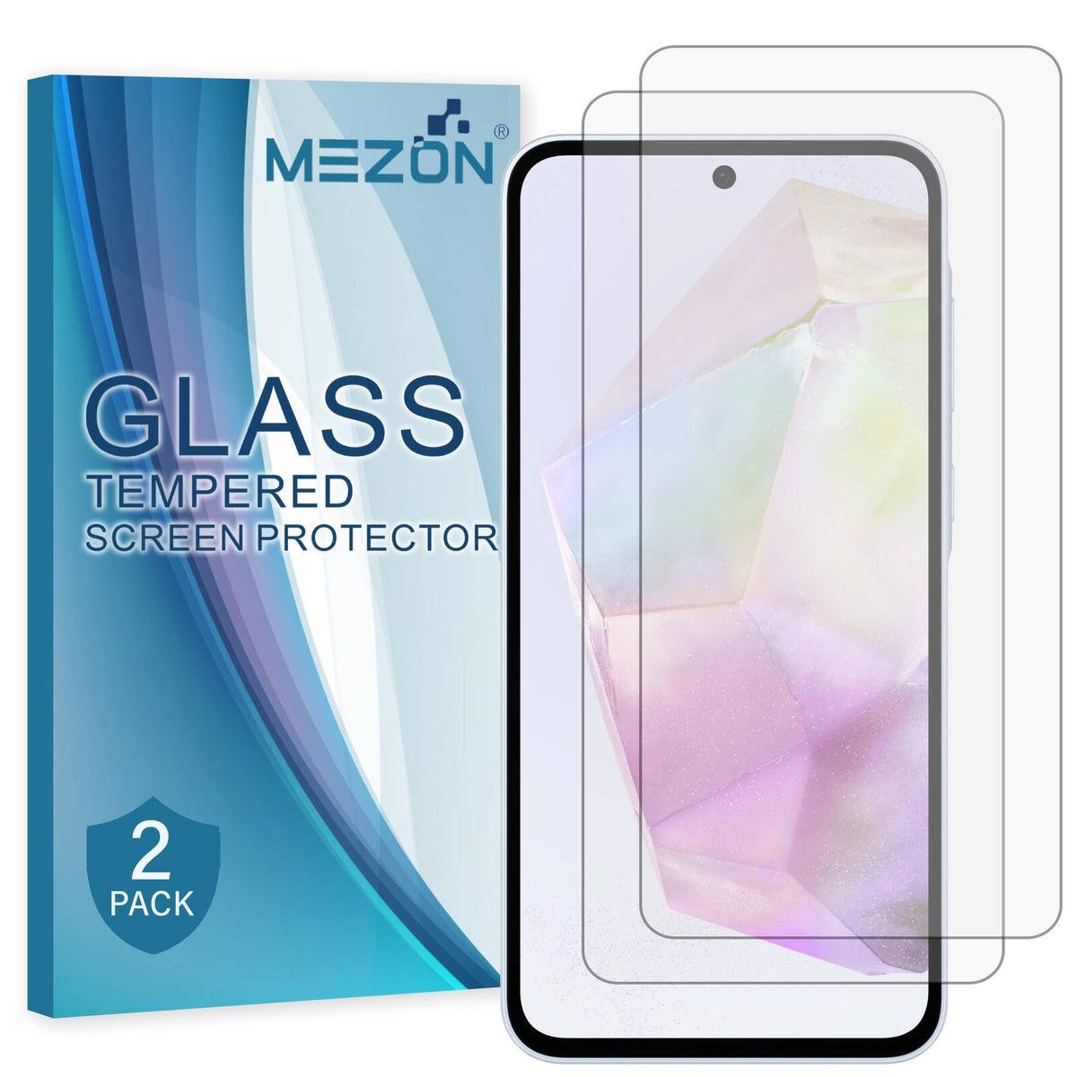 2 Pack MEZON Samsung Galaxy A55 5G Clear Tempered Glass Screen ...