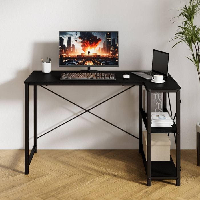 Zinus 119 cm L Shaped Computer Desk Home Office Table - Black ...