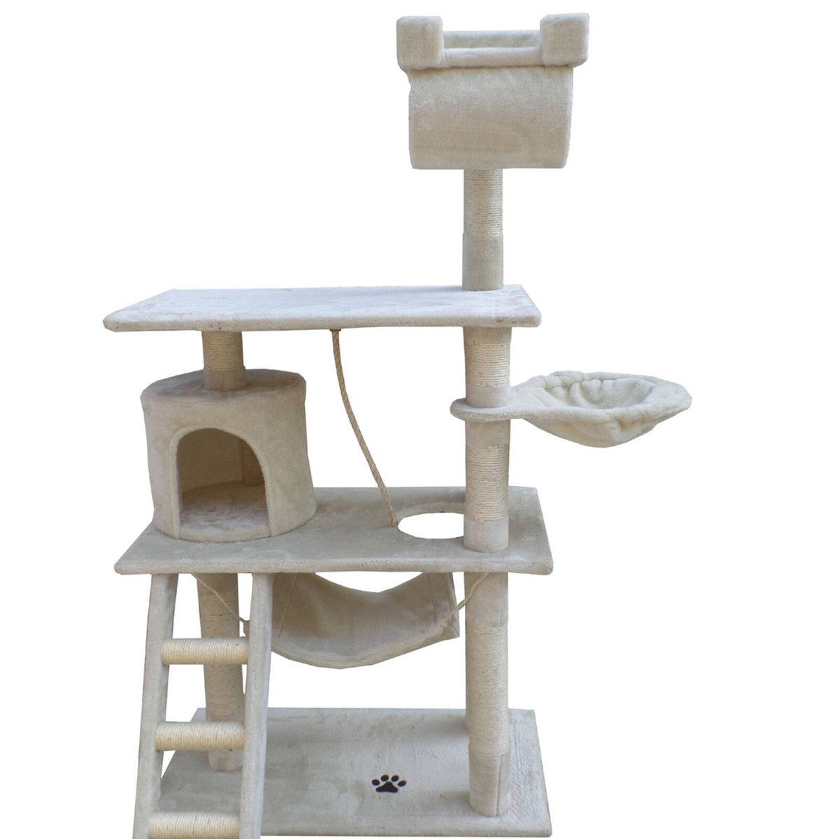 Yes4pets 140 Cm Cat Scratching Post Tree W Ladder & Hammock-beige ...