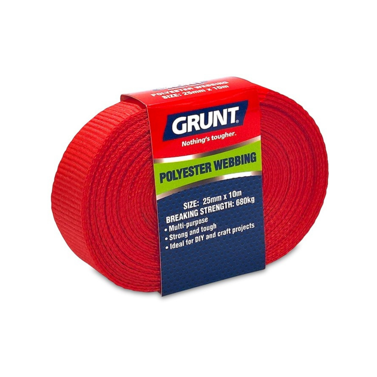 Grunt 25mm x 10m Red Poly Webbing - Bunnings Australia
